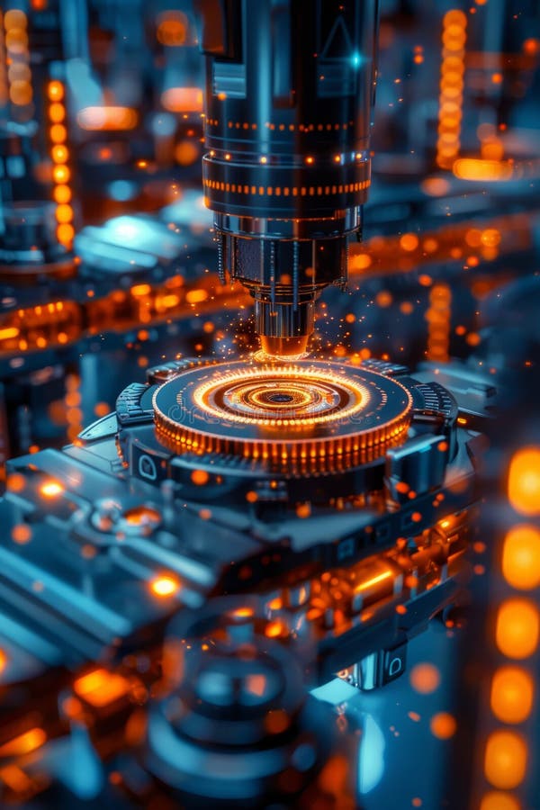 A Close-up View of a Futuristic, High-tech Machine Performing Intricate ...