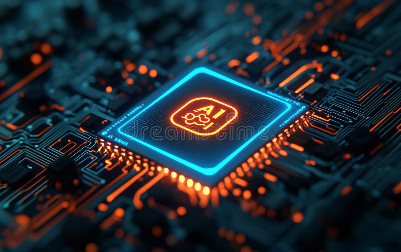 Futuristic AI Microchip Artificial Intelligence Technology on Circuit ...