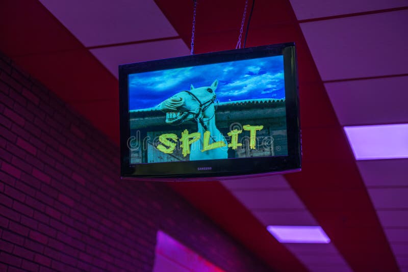 Close-up View of a Game Status Screen in a Bowling Center Displaying ...
