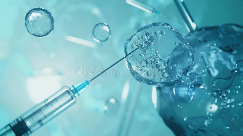 Close-Up View of Genetic Modification of a Cell Under Microscope. Stock ...