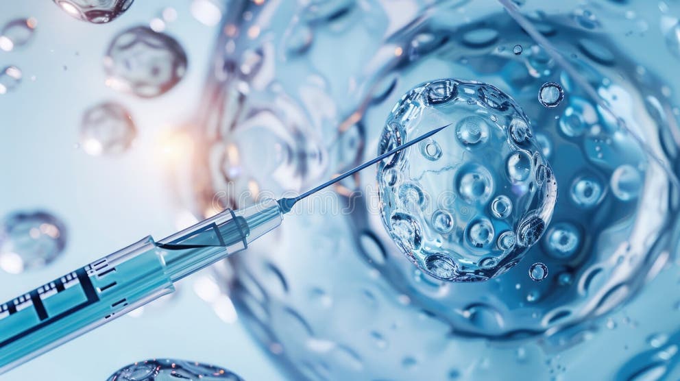 Close-Up View of Genetic Modification of a Cell Under Microscope. Stock ...