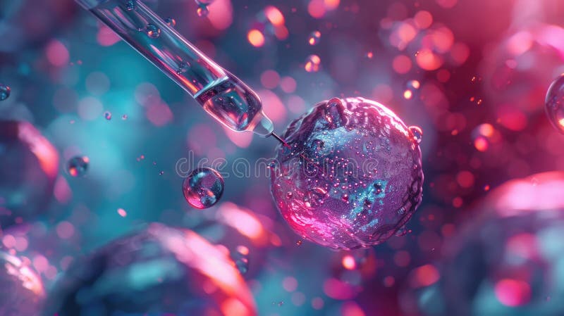 Close-Up View of Genetic Modification of a Cell Under Microscope. Stock ...