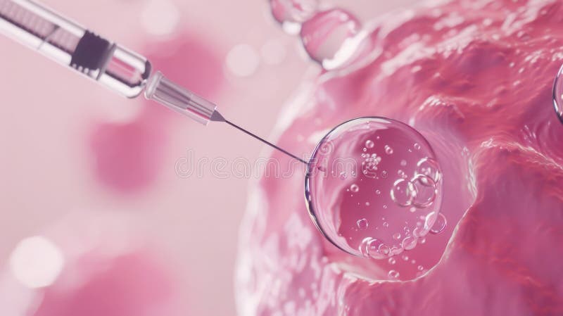 Close-Up View of Genetic Modification of a Cell Under Microscope. Stock ...