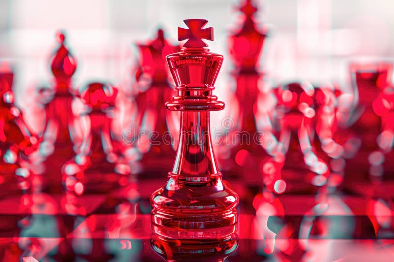 A Close-up View of a Glass Chess Board Featuring a Single Red Chess ...