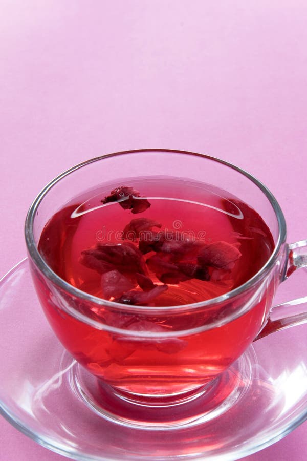 Close Up View of Glass Cup with Rose Tea Stock Image - Image of healthy ...