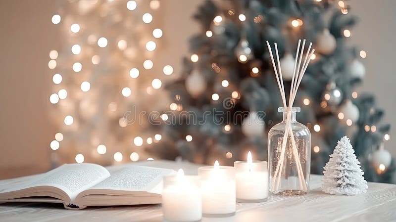 A Close-up View of a Glass Reed Diffuser Surrounded by a Candle and an ...