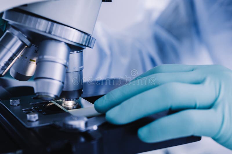 Close Up View of Glass Under Microscope Stock Image - Image of ...