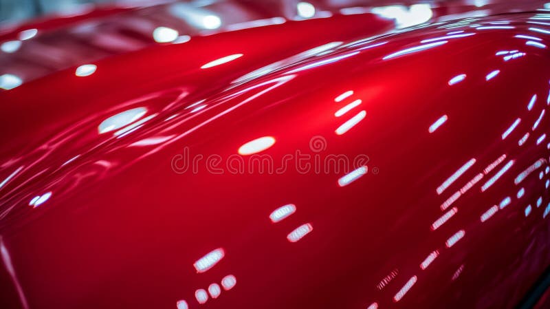 Close-up View of Glossy Red Car Surface Stock Illustration ...