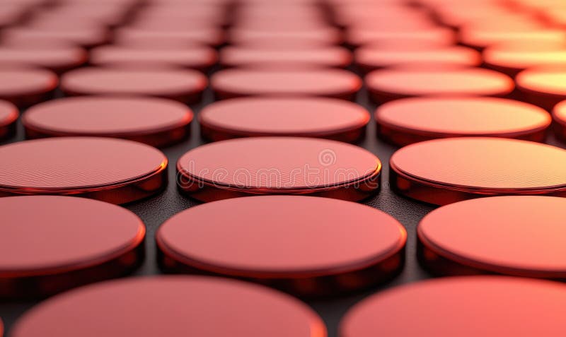 A Close-up View of Glossy Red Circular Surfaces Arranged in a Pattern ...
