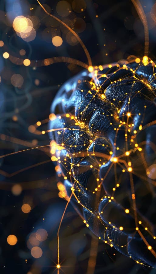 Interconnected Neural Pathways with Glowing Brain and Abstract Light ...