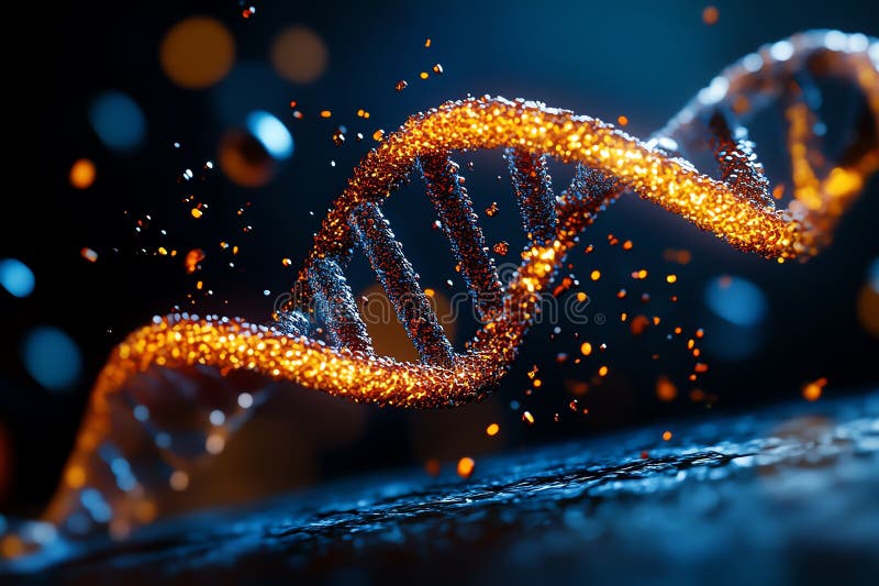 Close-up View of a Glowing DNA Strand in Vibrant Colors, Representing ...