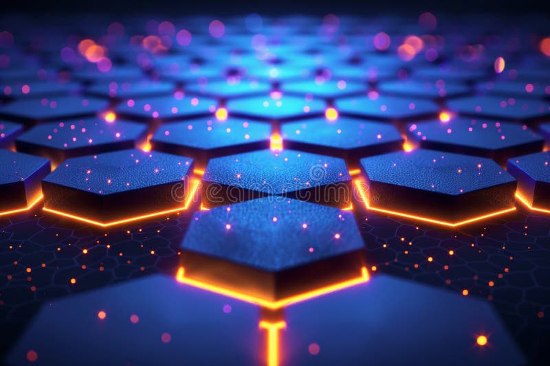Close-up View of Glowing Hexagonal Pattern with Dynamic Lighting ...