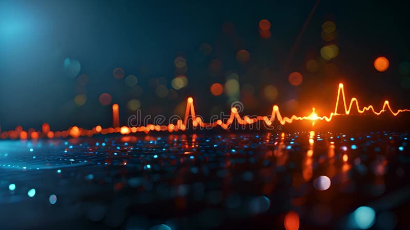 Vibrant Pulse Lines on Electronic Device Display in Low Light Stock ...