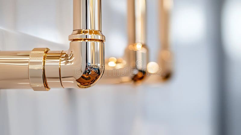 A Close-up View of a Gold-colored Pipe with a Polished Finish ...