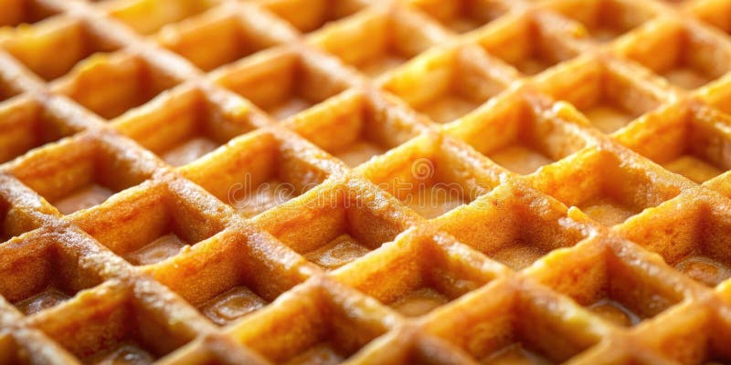 Close-up View of a Golden Brown Waffle Grid Pattern. Generative AI ...