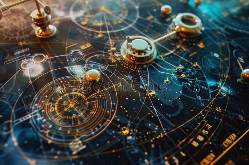 A Close-up View of a Golden Celestial Map, Featuring Intricate Details ...