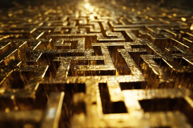 A Close-Up View of a Golden Maze with a Textured Surface Stock ...