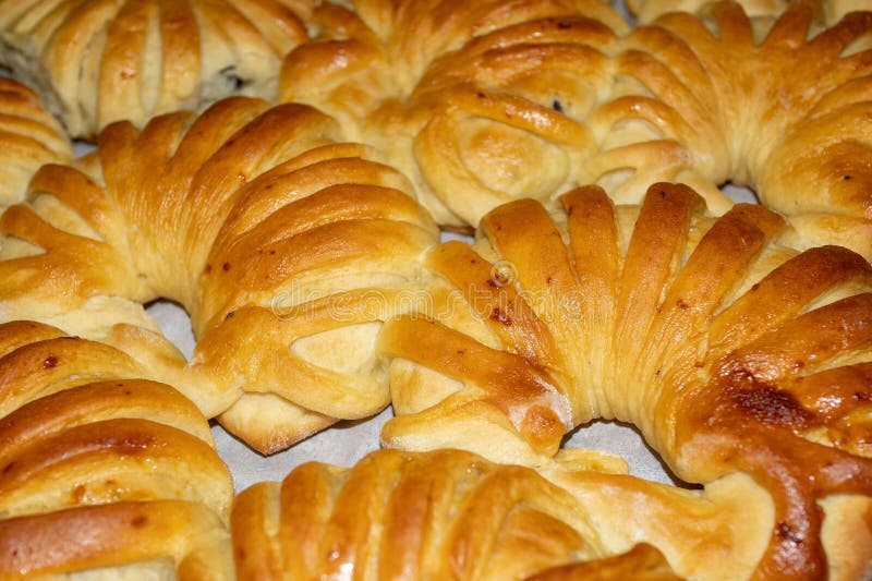 A Close-up View of Golden Pastries with Unique Patterns, Placed on a ...