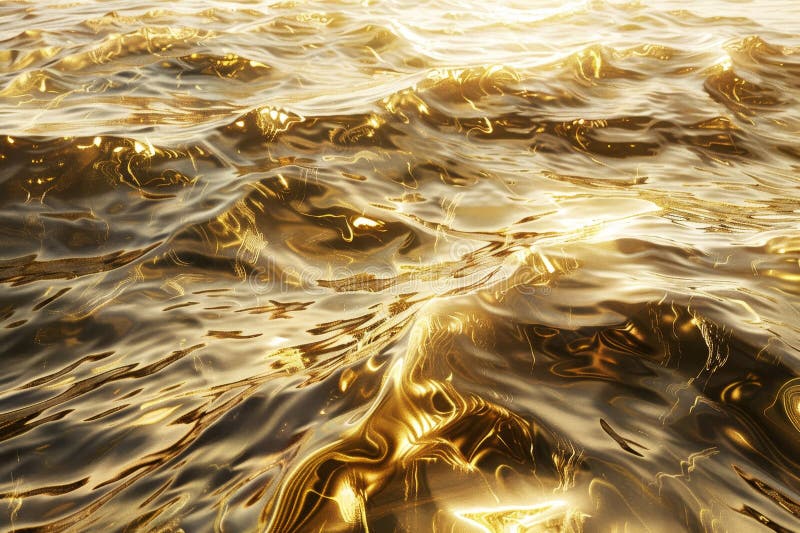 Close-up View of Golden Waves Gracefully Flowing Across the Water ...