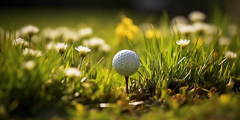 A Close-up View of a Golf Ball on a Green Grass Field Stock Image ...