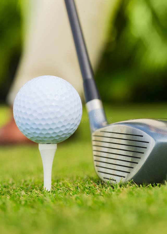 Close Up View of Golf Ball on Tee Stock Photo - Image of concentration ...