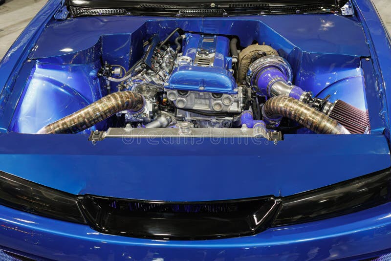 Close-up View of a Grand Touring Competition Car Engine Stock Image ...