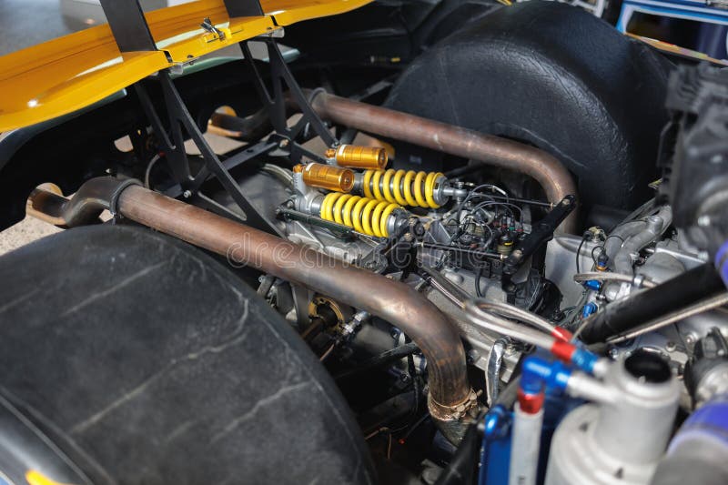 Close-up View of a Grand Touring Competition Car Engine Stock Photo ...