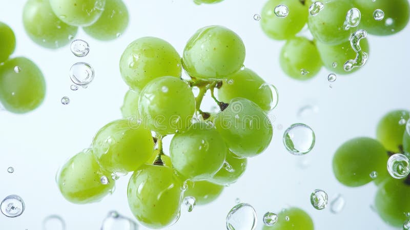 A Close-up View of Grapes Gently Floating on the Surface of Water ...