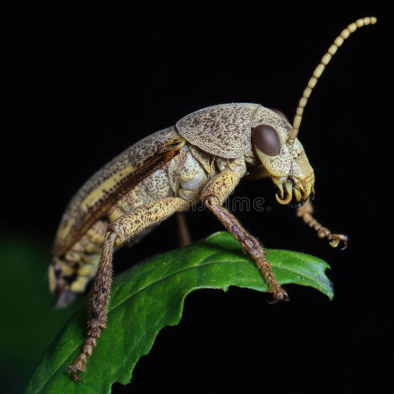 Close Up View of a Grasshopper on a Leaf Stock Illustration ...