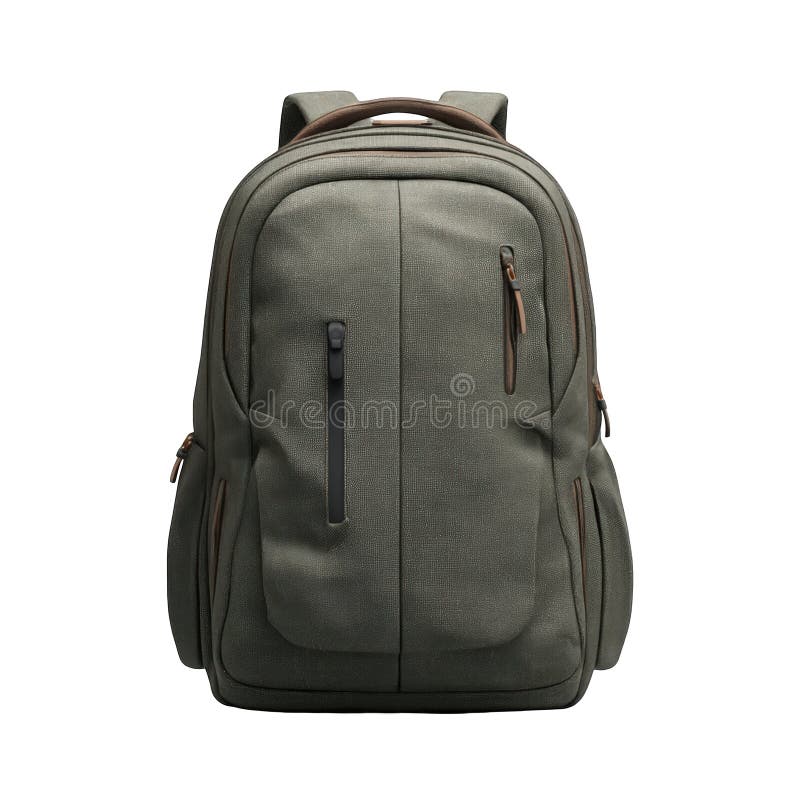 Close Up View of a Green Backpack with Zippers on a Black Background ...