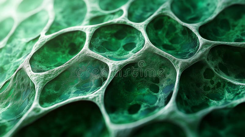Green Cellular Structure Displaying Intricate Patterns and Textures ...