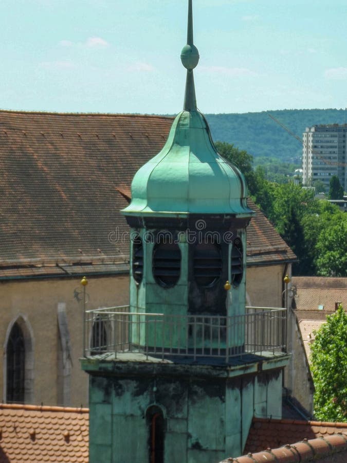 Green Copper Dome Tower in Urban Landscape Stock Photo - Image of ...