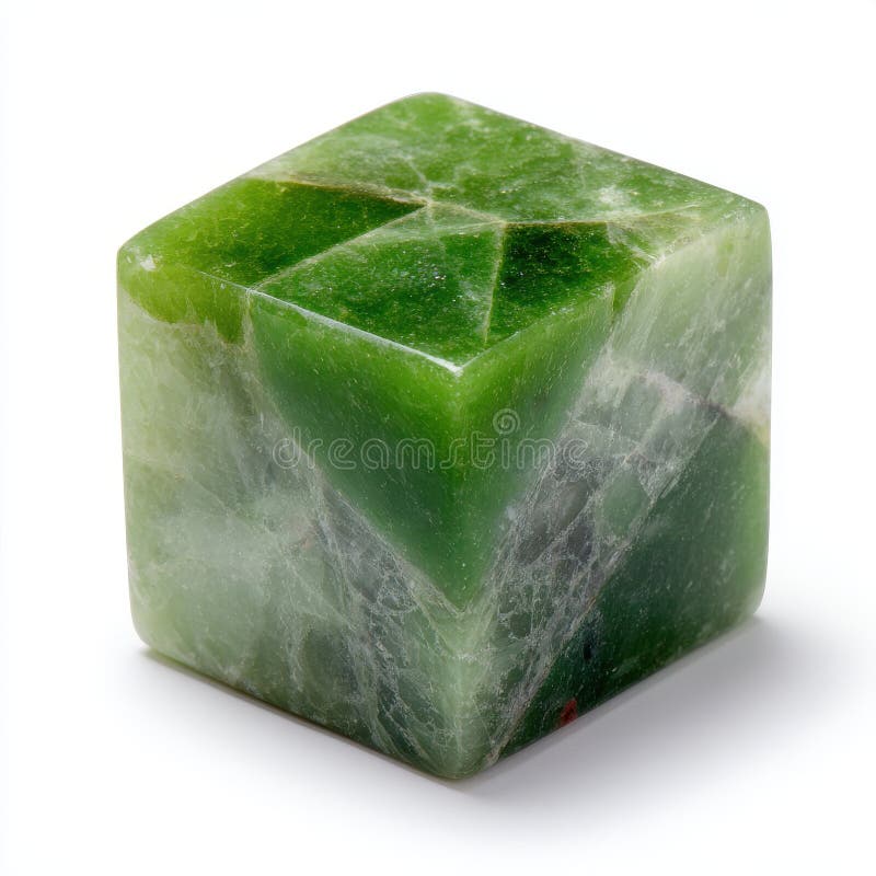Green Jade Cube on White Background Stock Illustration - Illustration ...