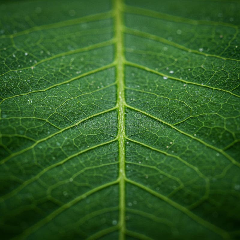 Close-up View of a Green Leaf Displaying a Detailed Network of Veins ...