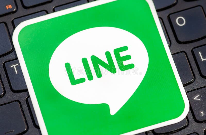 Close-up View of the Green LINE Messaging Application Logo Icon, with ...
