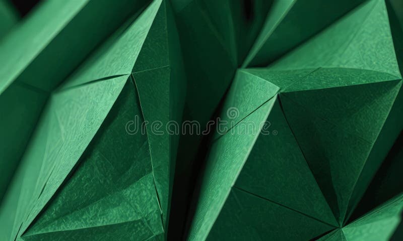 Close-up View Green Paper Origami Sculpture, Featuring Complex ...