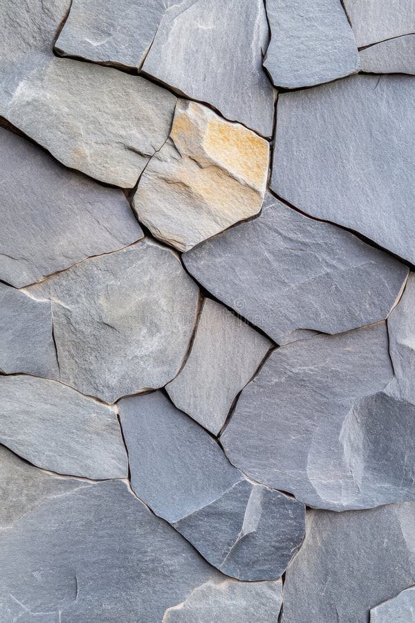 Grey Slate Rock Wall Forming a Decorative Pattern with Subtle Shadow ...