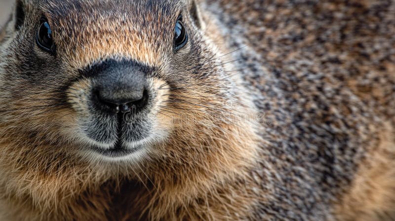 Close-up View of a Groundhogs Face with Whiskers and Nose Stock Image ...