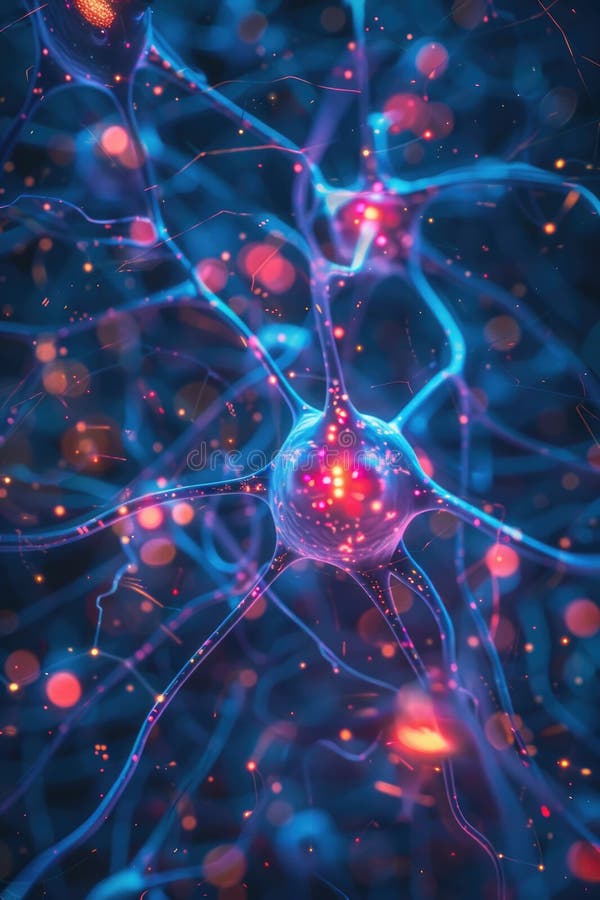 Close-up View of a Group of Neurons Stock Image - Image of generated ...