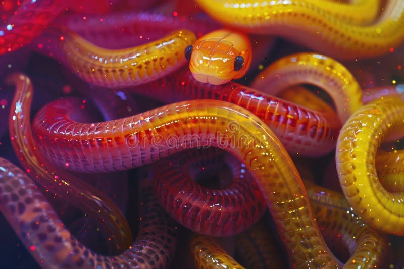 Close-up View of a Group of Worms on the Ground, Possibly in a Garden ...