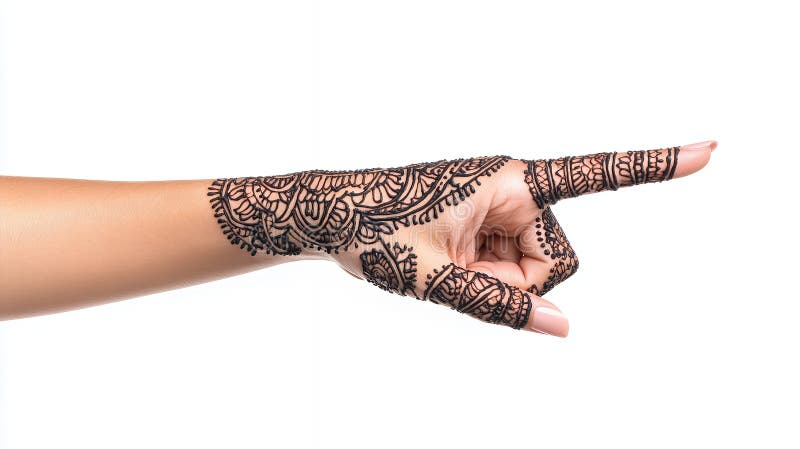 Henna Hand Pattern Pointing Right Stock Illustration - Illustration of ...