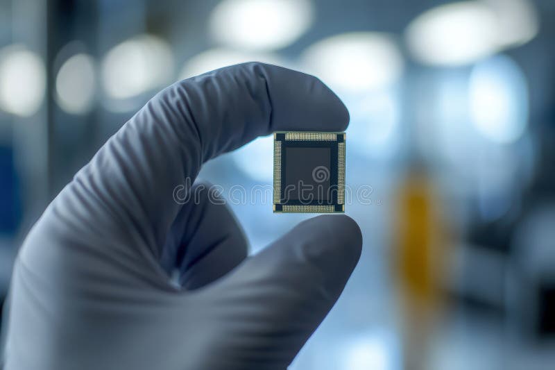 A Close-up View of a Hand Holding a Microchip, Showcasing Technology ...