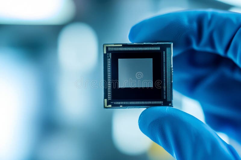 A Close-up View of a Hand Holding a Microchip, Showcasing Technology ...