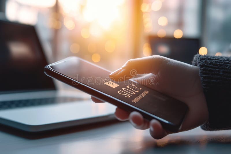 Mobile Security Notification on Screen Stock Illustration ...