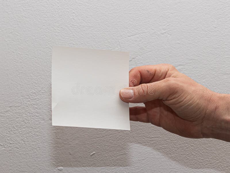 A Close-up View of a Hand Presenting a Blank White Paper Against a ...