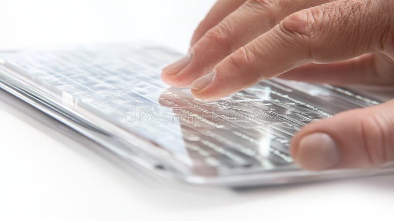 A Close-up View of a Hand Typing on a Sleek Modern Keyboard. the Smooth ...