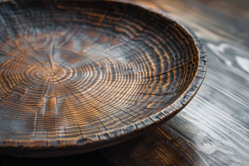 Close-up View of a Handcrafted Timber Plate, with a Focus on Its Rustic ...