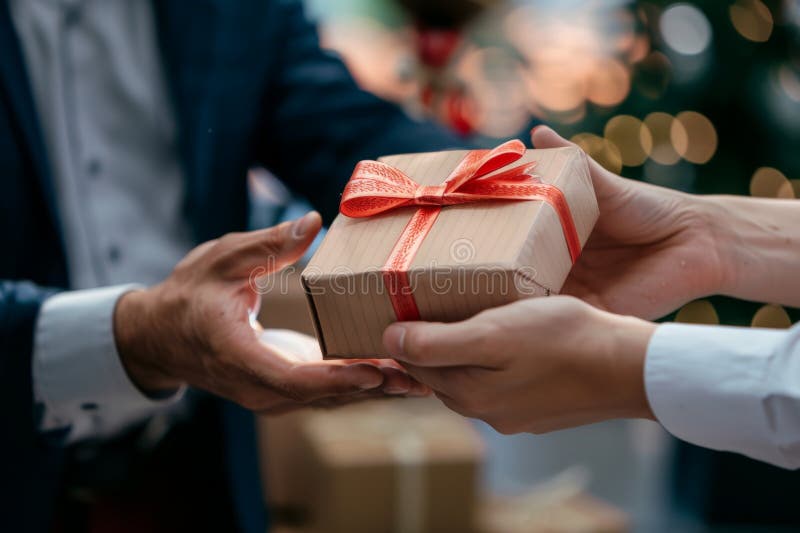 Close-up View of Hands Giving a Gift Box, Person Hand Giving the Gift ...