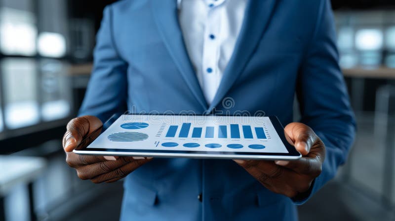 Close Up View of Hands Holding a Tablet Presenting an in Depth Business ...