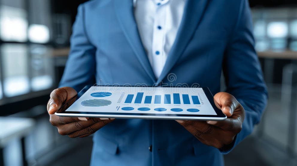 Close Up View of Hands Holding a Tablet Presenting an in Depth Business ...
